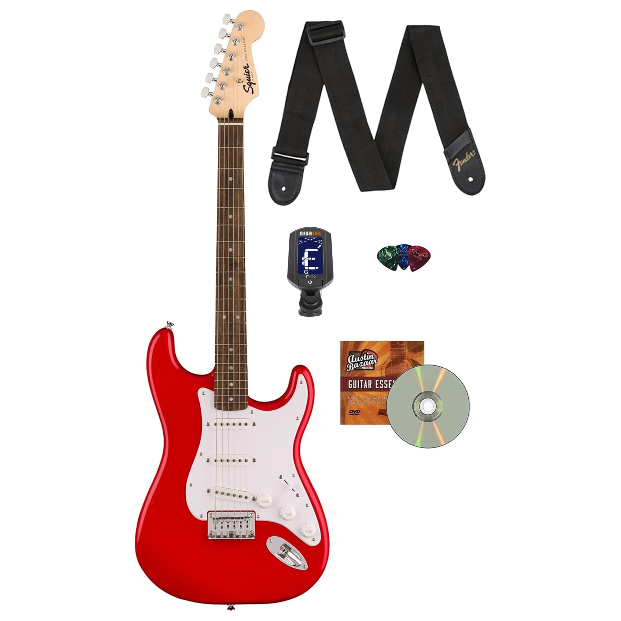 Fender Squier Sonic Stratocaster HT - Torino Red w/ Tuner - Walmart.com