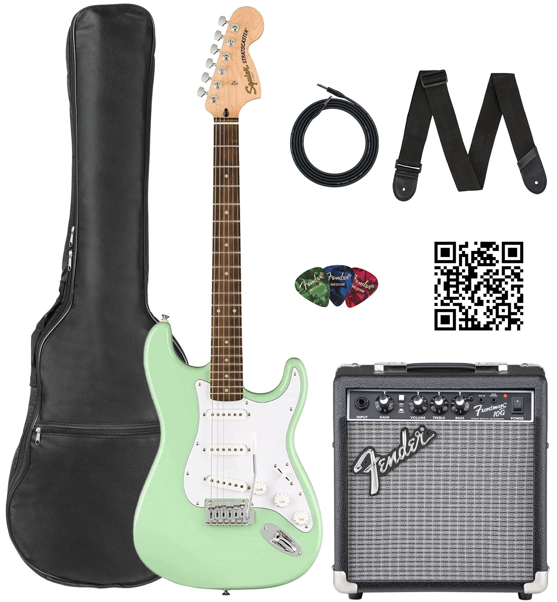 Fender Squier Stratocaster - Surf Green w/ Frontman 10G Amplifier ...