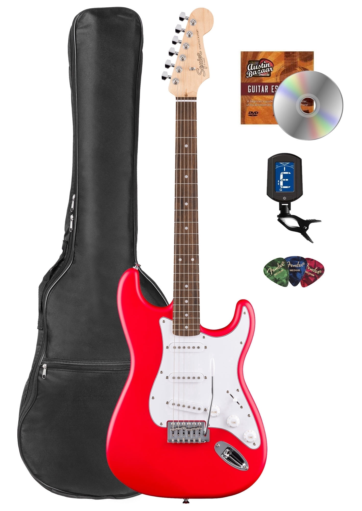 Fender Squier Stratocaster - Torino Red w/ Gig Bag - Walmart.com