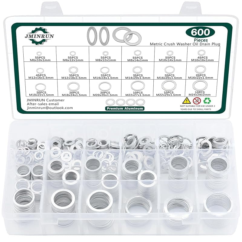Fender Washers, 520 Pcs SAE + Metric 23 Sizes Flat Washers Assortment ...