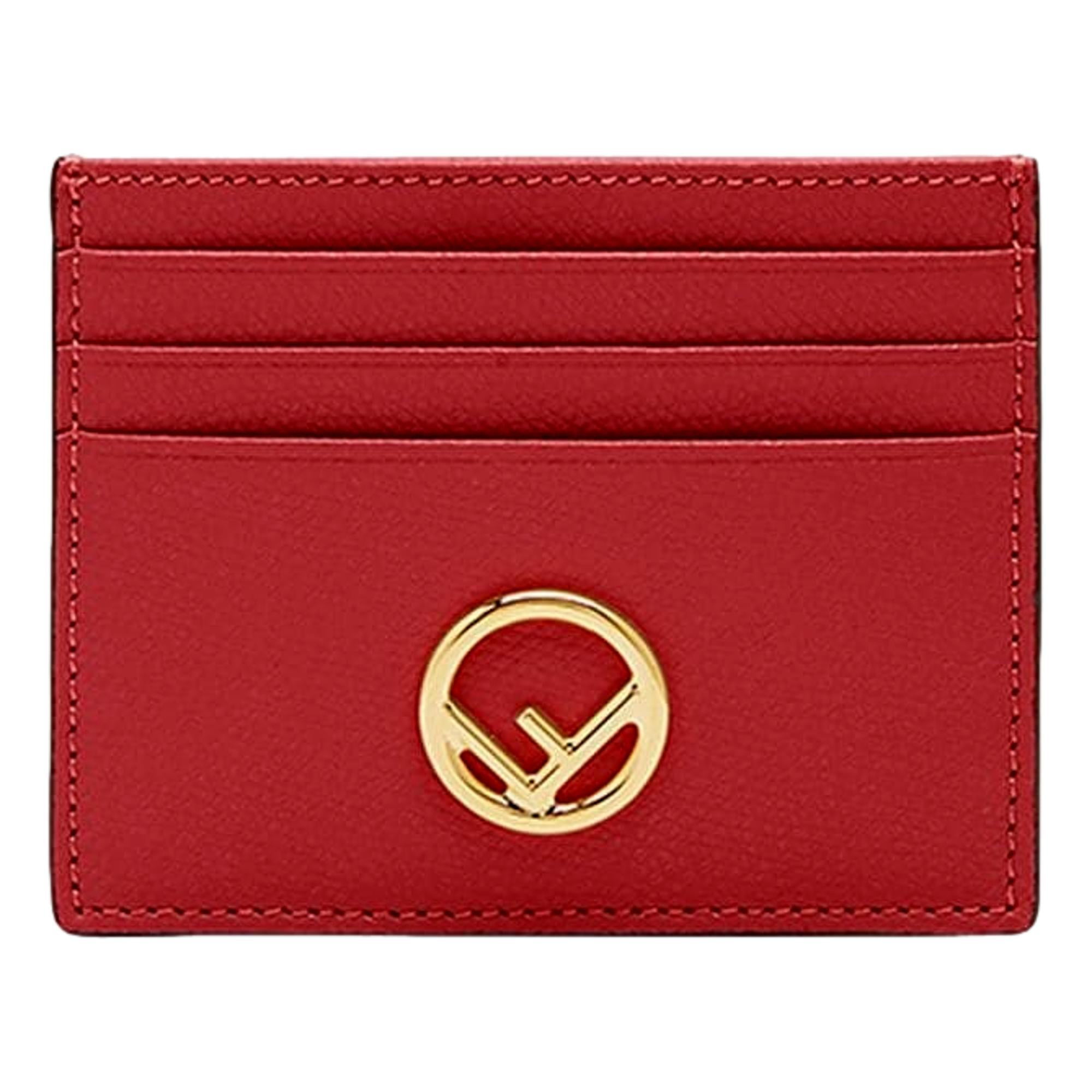 Fendi F Logo Fragola Red Leather Card Case Wallet 8M0445 - Walmart.com