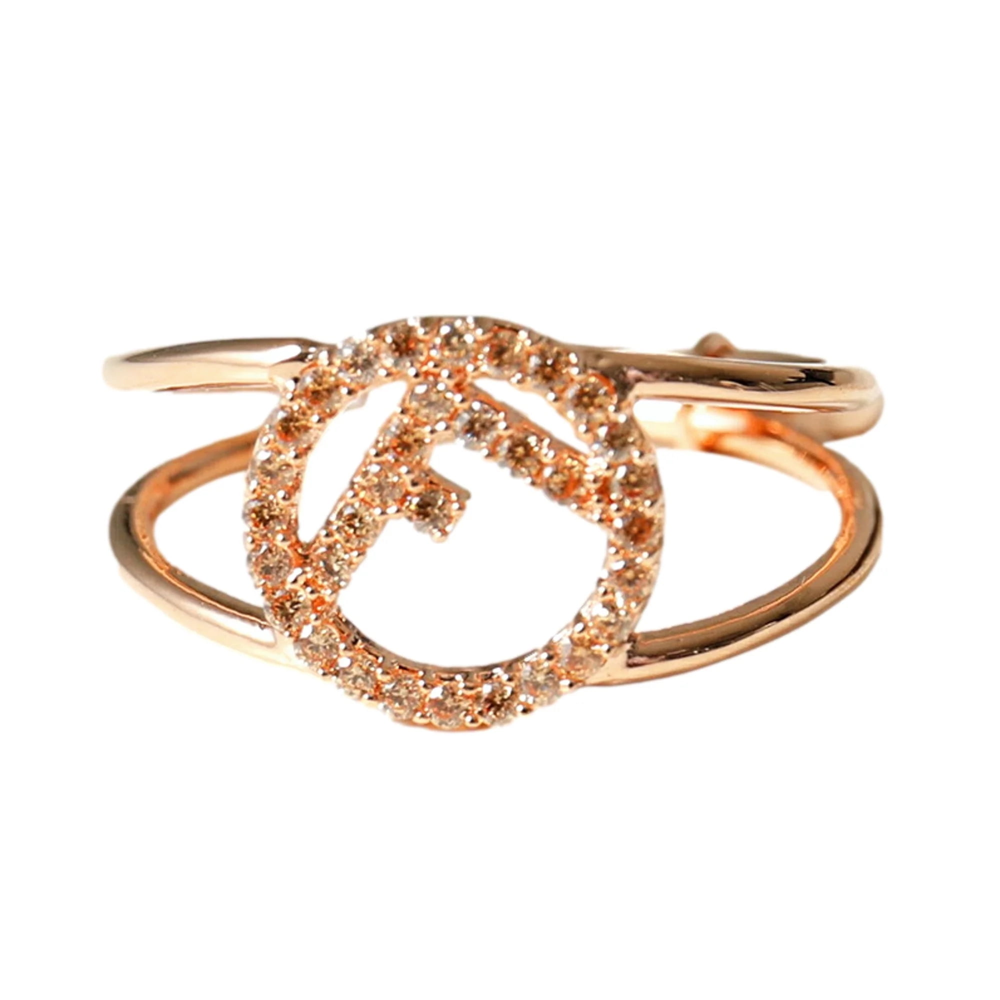 Fendi F is Fendi Circle Logo Crystal Ring Rose Gold Metal Size Medium ...