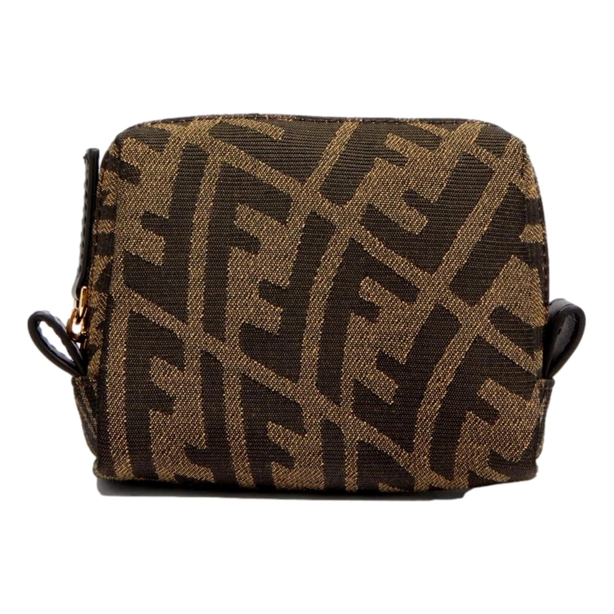 Fendi FF Vertigo Brown Coated Canvas Small Beauty Pouch 8N0179 ...