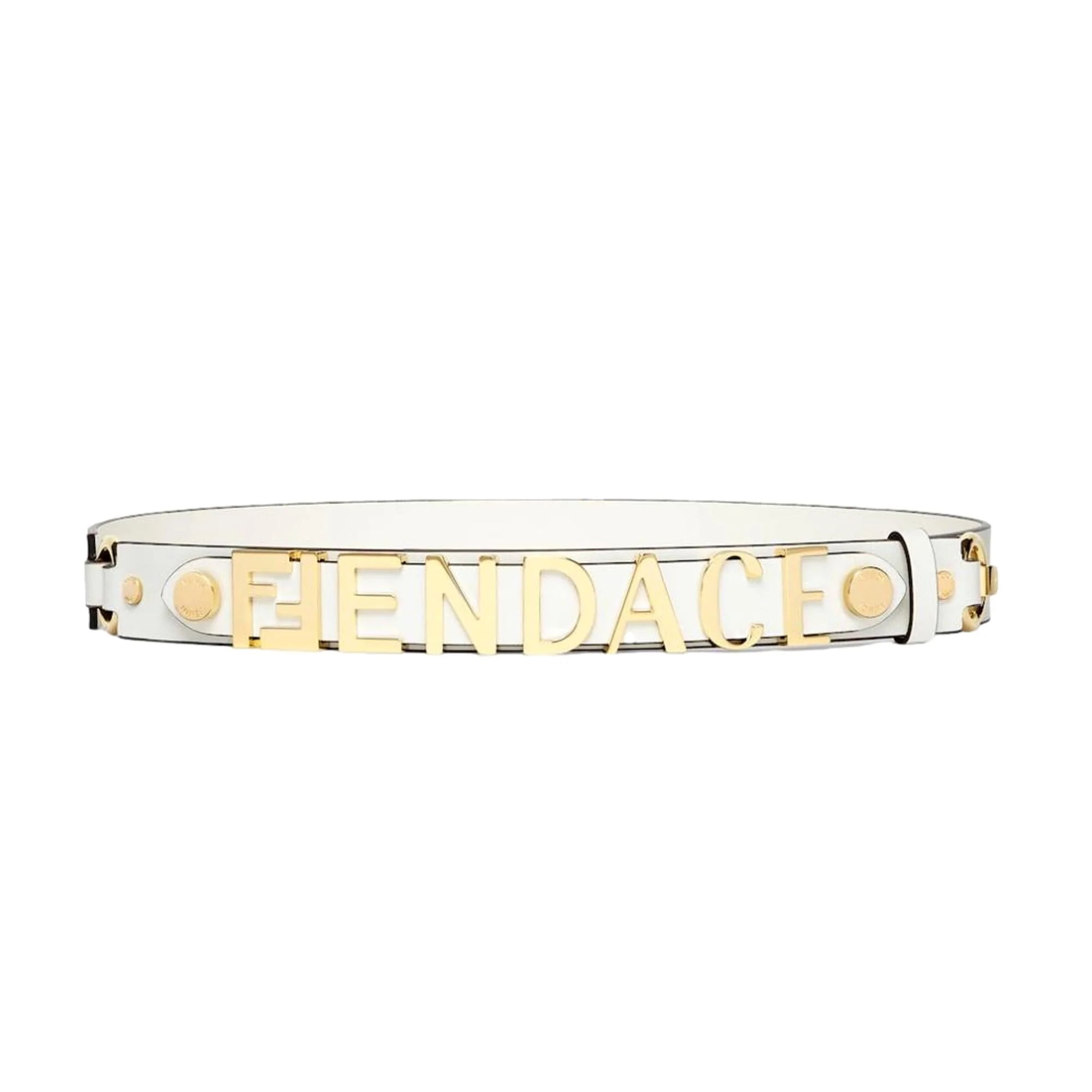 Fendi Fendace Gold Logo Ivory Leather Belt Size 85 - Walmart.com