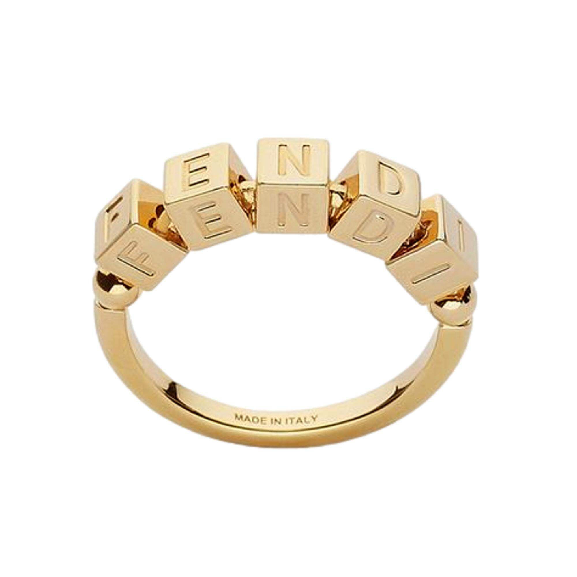 Fendi Fendigraphy Letters Gold Metal Ring Size Medium - Walmart.com