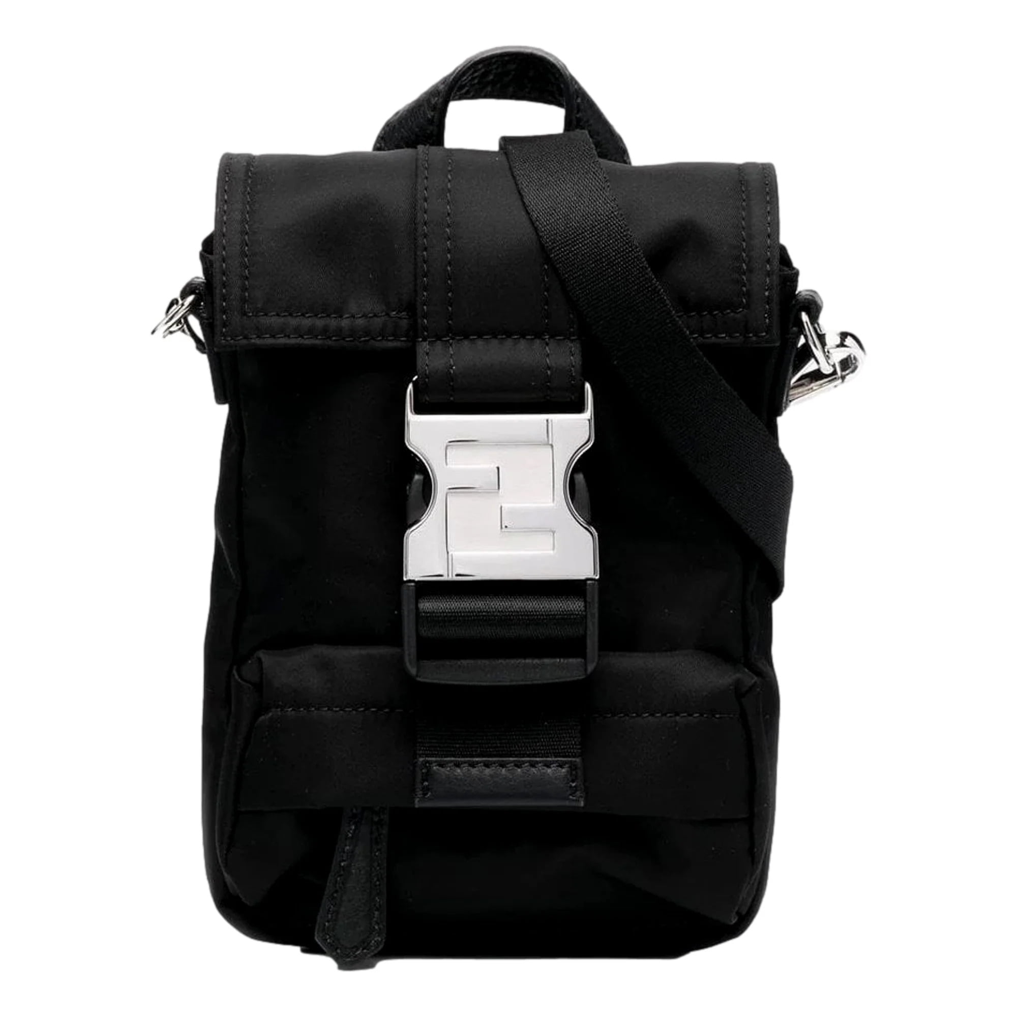 Fendi Fendiness Black Nylon Buckle Mini Backpack Crossbody Bag ...