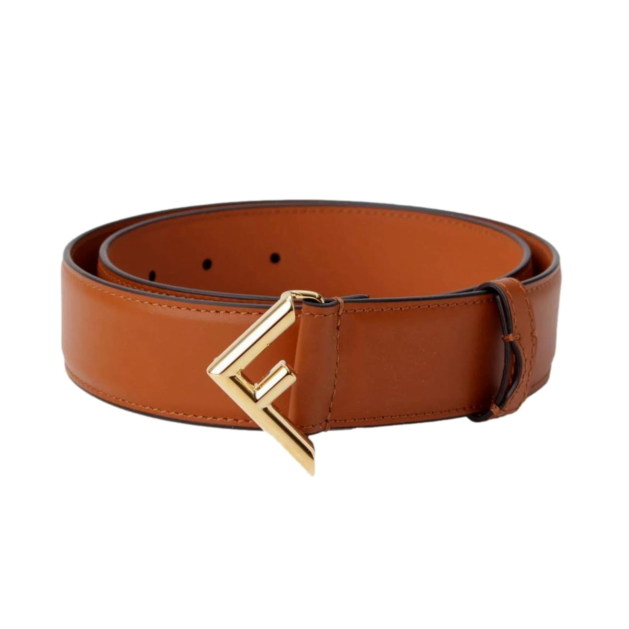 Fendi First Gold Logo Cuoio Brown Calf Leather Belt Size 85 - Walmart.com