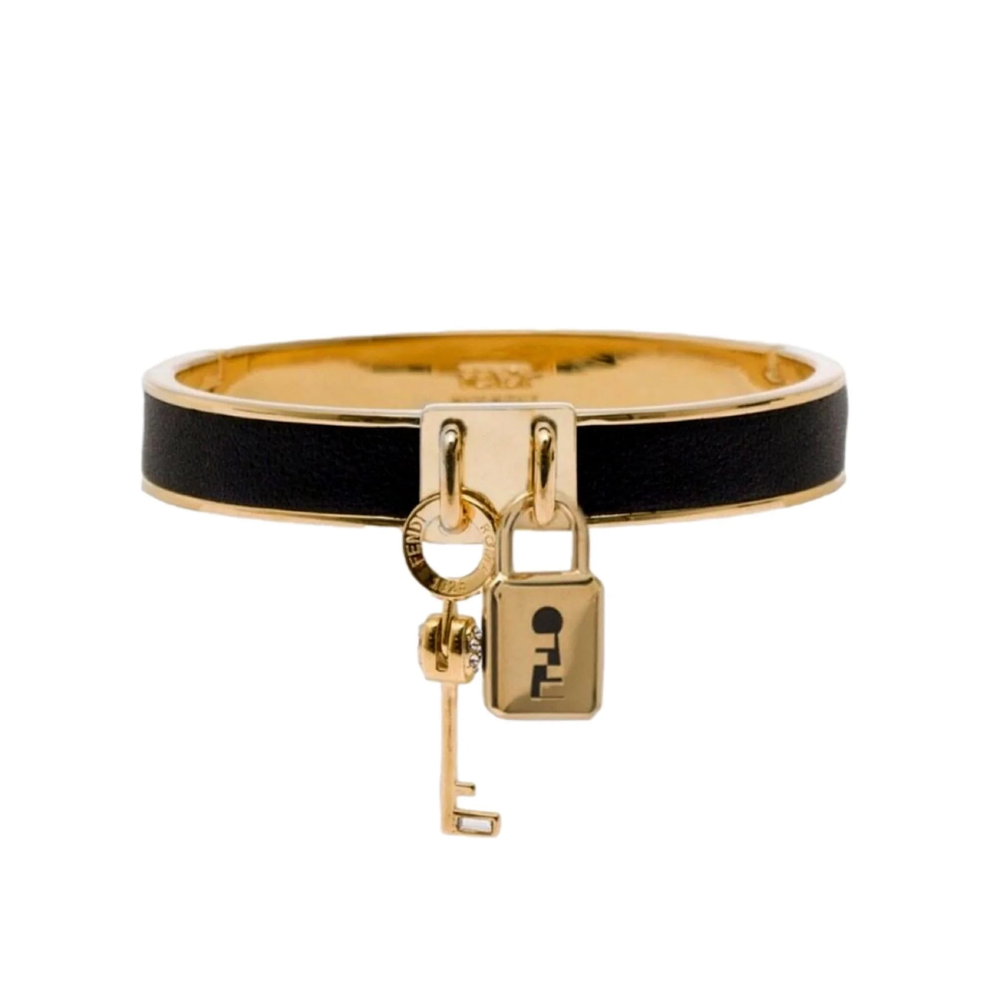 Fendi Master Key Black Leather Gold Small Bracelet - Walmart.com