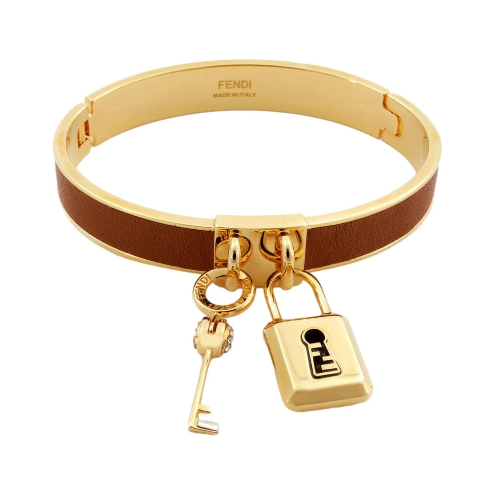 Fendi Master Key Brandy Leather Gold Medium Bracelet - Walmart.com