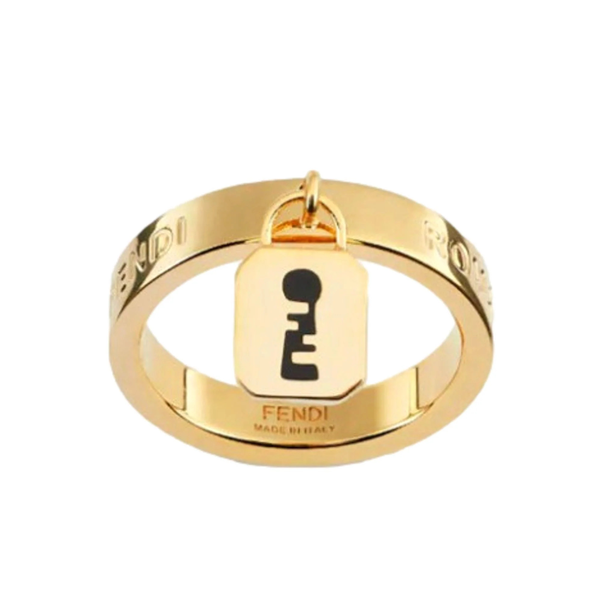 Fendi Master Key Pendant Gold Finish Metal Medium Fashion Ring ...