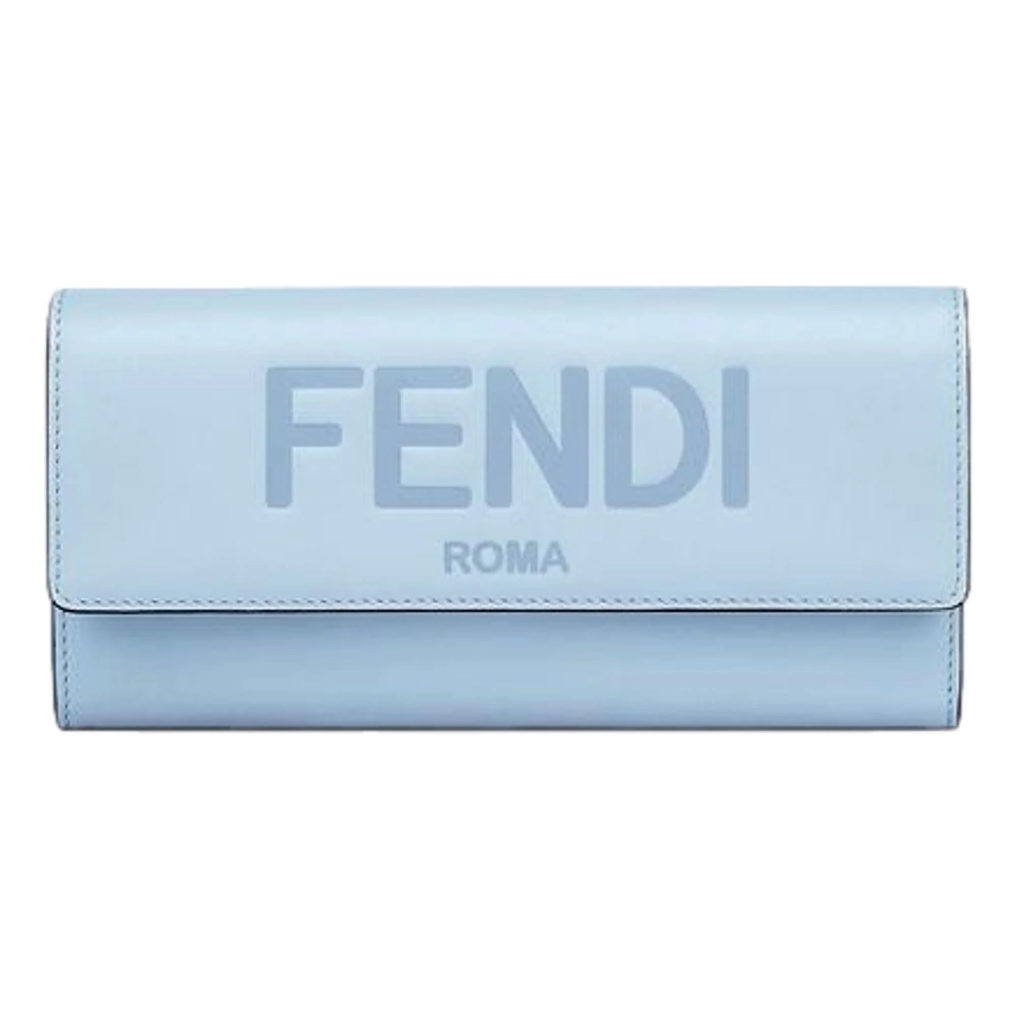 Fendi Roma Light Blue Smooth Calf Leather Continental Flap Wallet ...