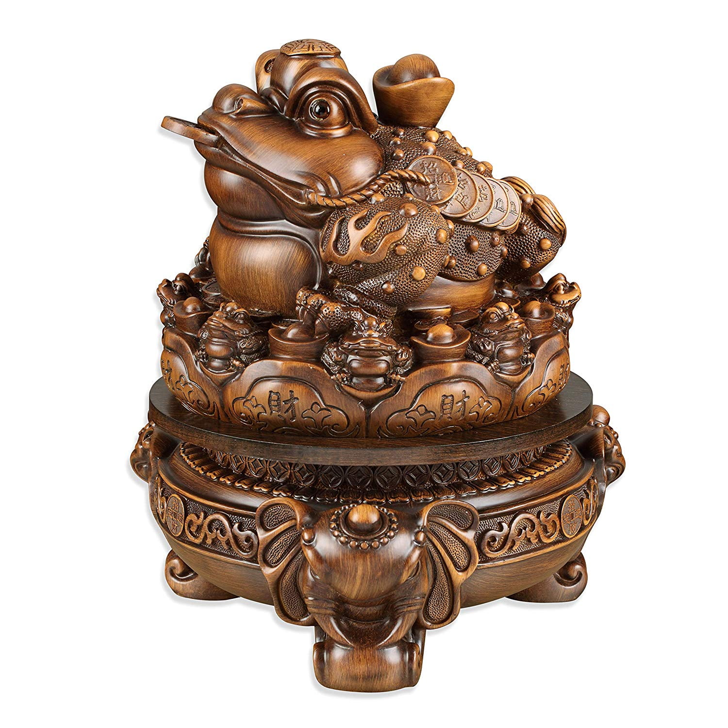 Feng Shui 12.5" Tall Large Swivel Money Frog Coin Toad/Chan Chu Statue ...