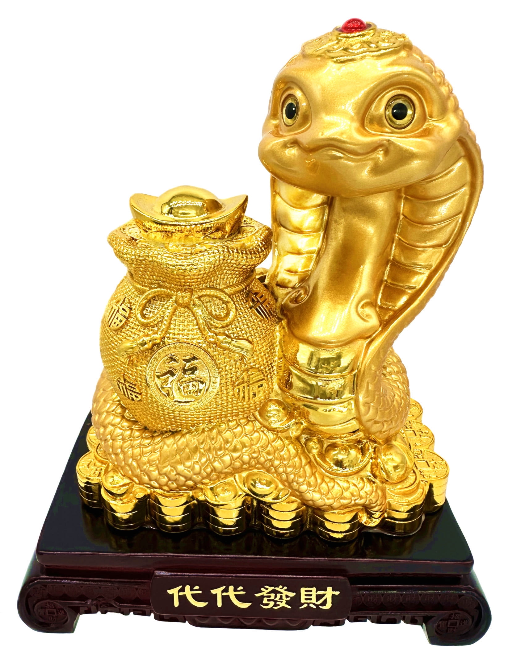 Feng Shui 2025 Chinese Zodiac Snake with Money Bag Statue Figurine ...