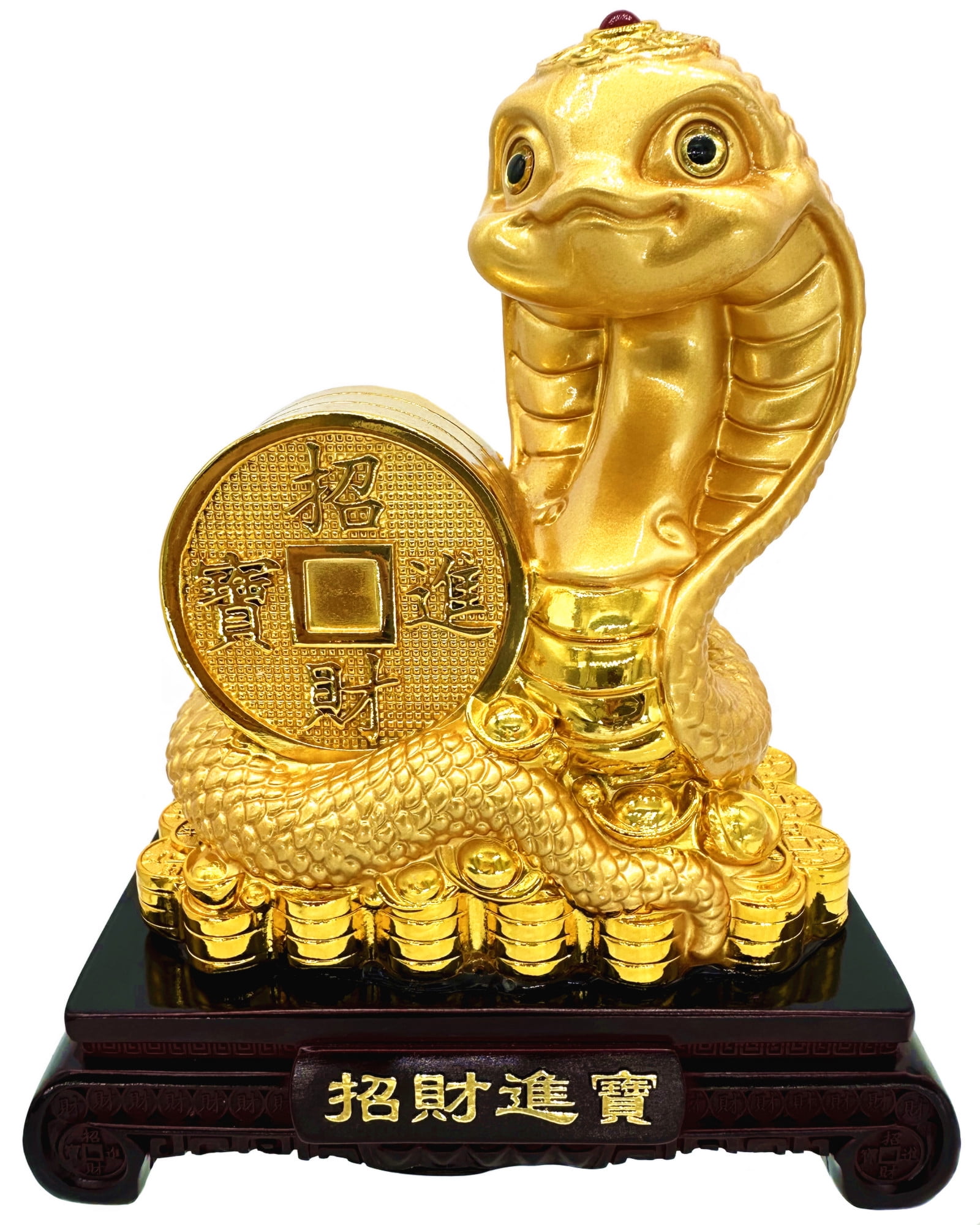Feng Shui 2025 Chinese Zodiac Snake with Money Coin Statue Figurine ...