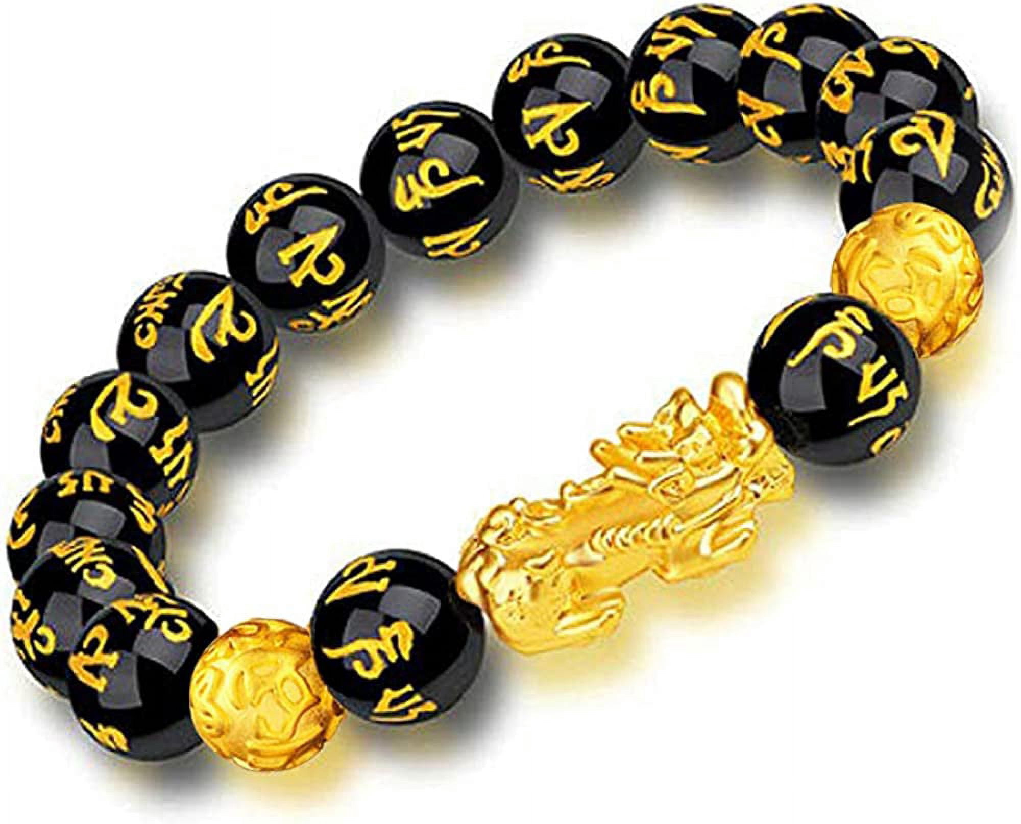 Feng Shui Black Obsidian Wealth Bracelet，Feng Shui Bracelet for Men ...