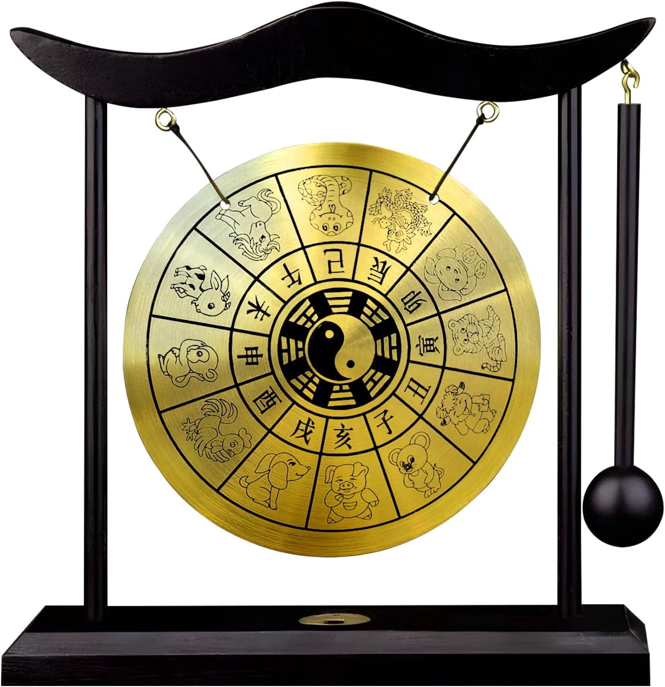 Feng Shui Brass Gong Desktop Wind Gong Copper Zen Chinese Table Gong ...