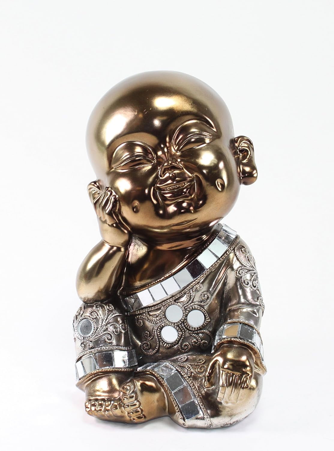 Feng Shui Bronze Happy Face Buddha Monk Electroplated Kasaya Home ...