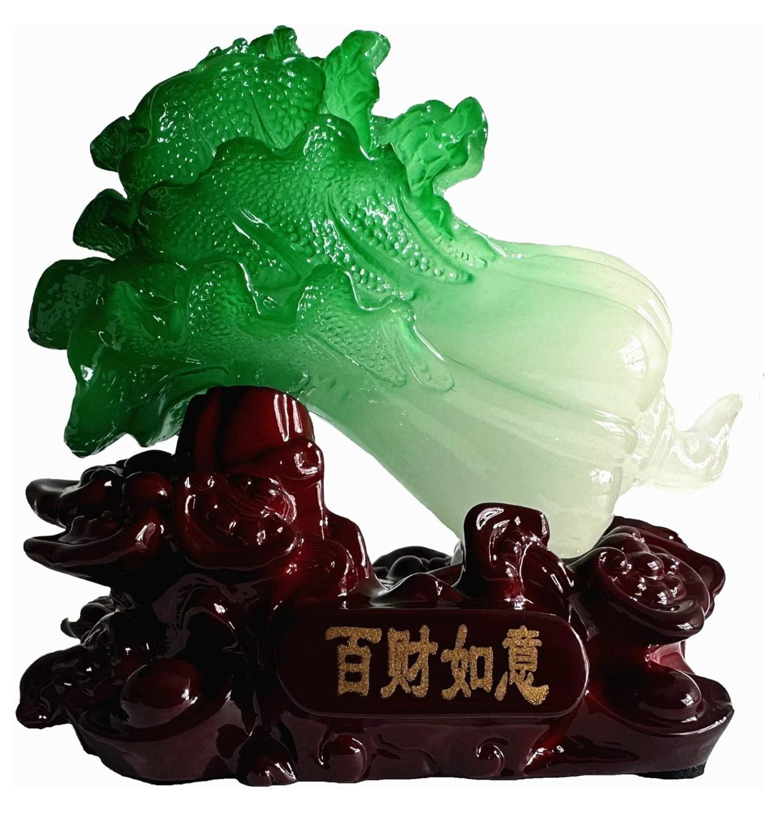 Feng Shui Cabbage Statue for Wealth Luck - Pak Choi Decor with Bag, 4. ...