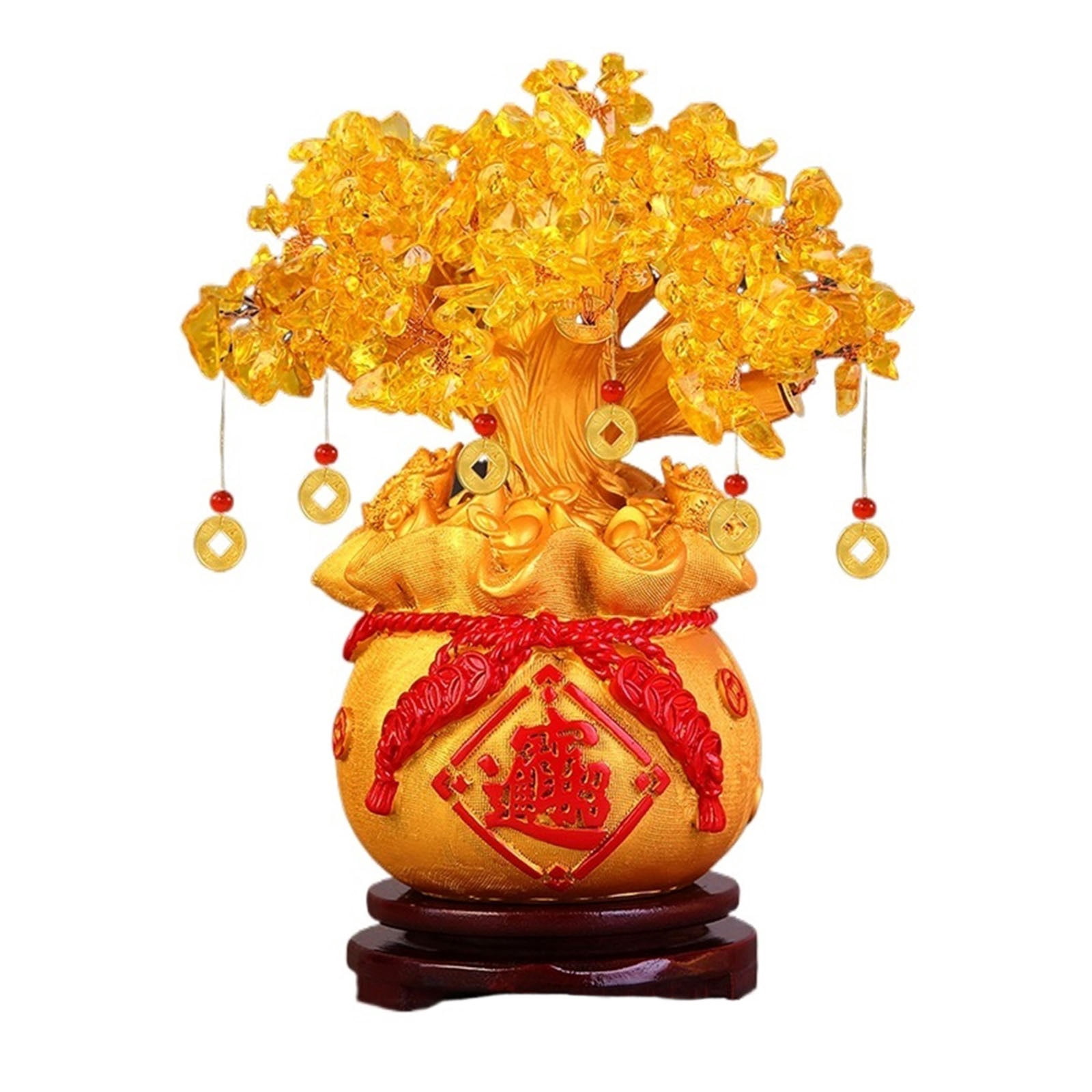 Feng Shui Citrine Quartz Crystal Money Tree Bonsai Style Decoration for ...
