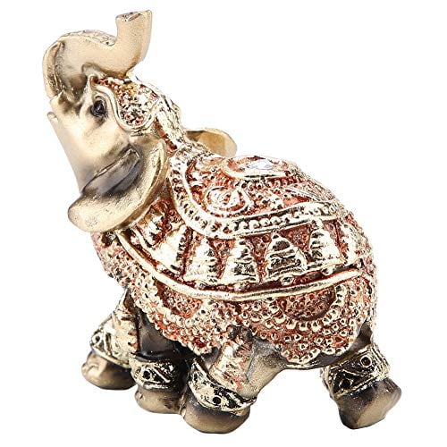 Feng Shui Elephant Statue Golden Collectible Wealth Lucky Elephant ...