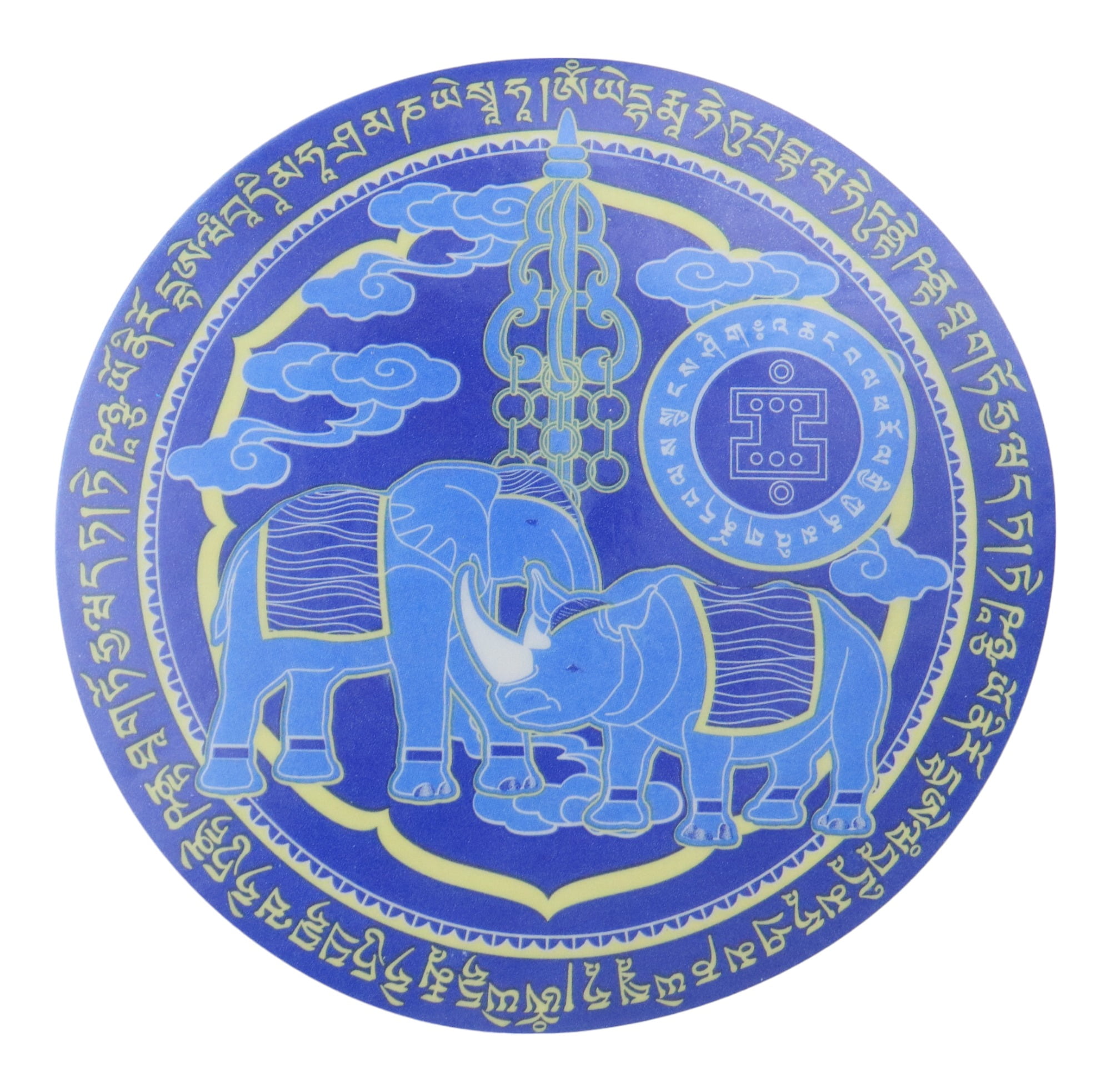 2 Pcs of Feng Shui Elephant and Rhinoceros w/ Ksitigarbha Staff Window ...