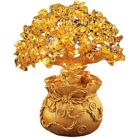 Feng Shui Feng Shui Natural Yellow Quartz Crystal Money Tree Decoration ...