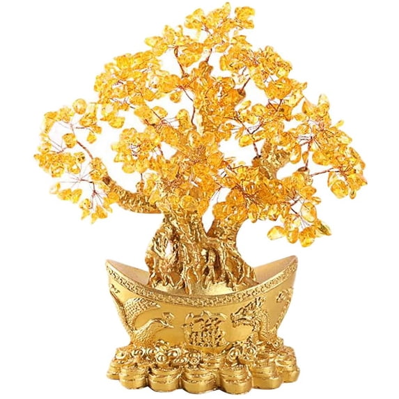 Feng Shui Feng Shui Natural Yellow Quartz Crystal Money Tree Decoration ...
