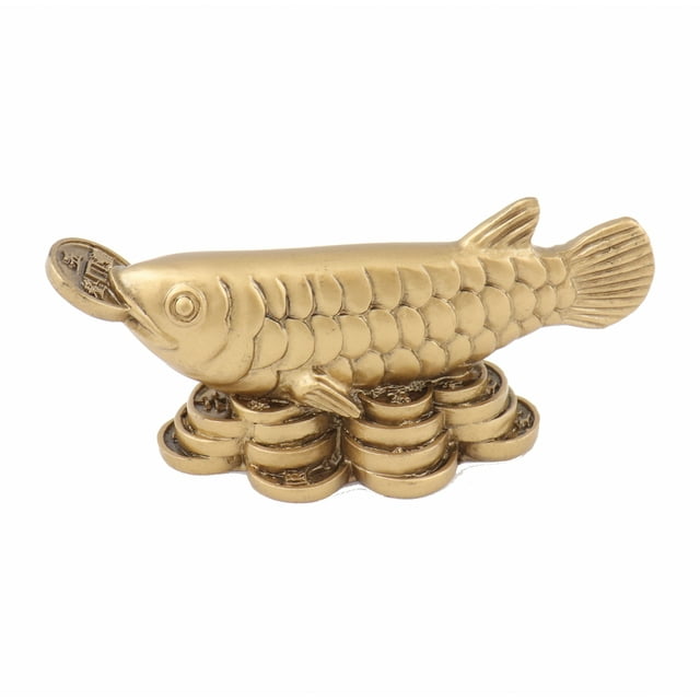 Feng Shui Golden Arowana Fish Statue - Dragon Fish Statue - Walmart.com