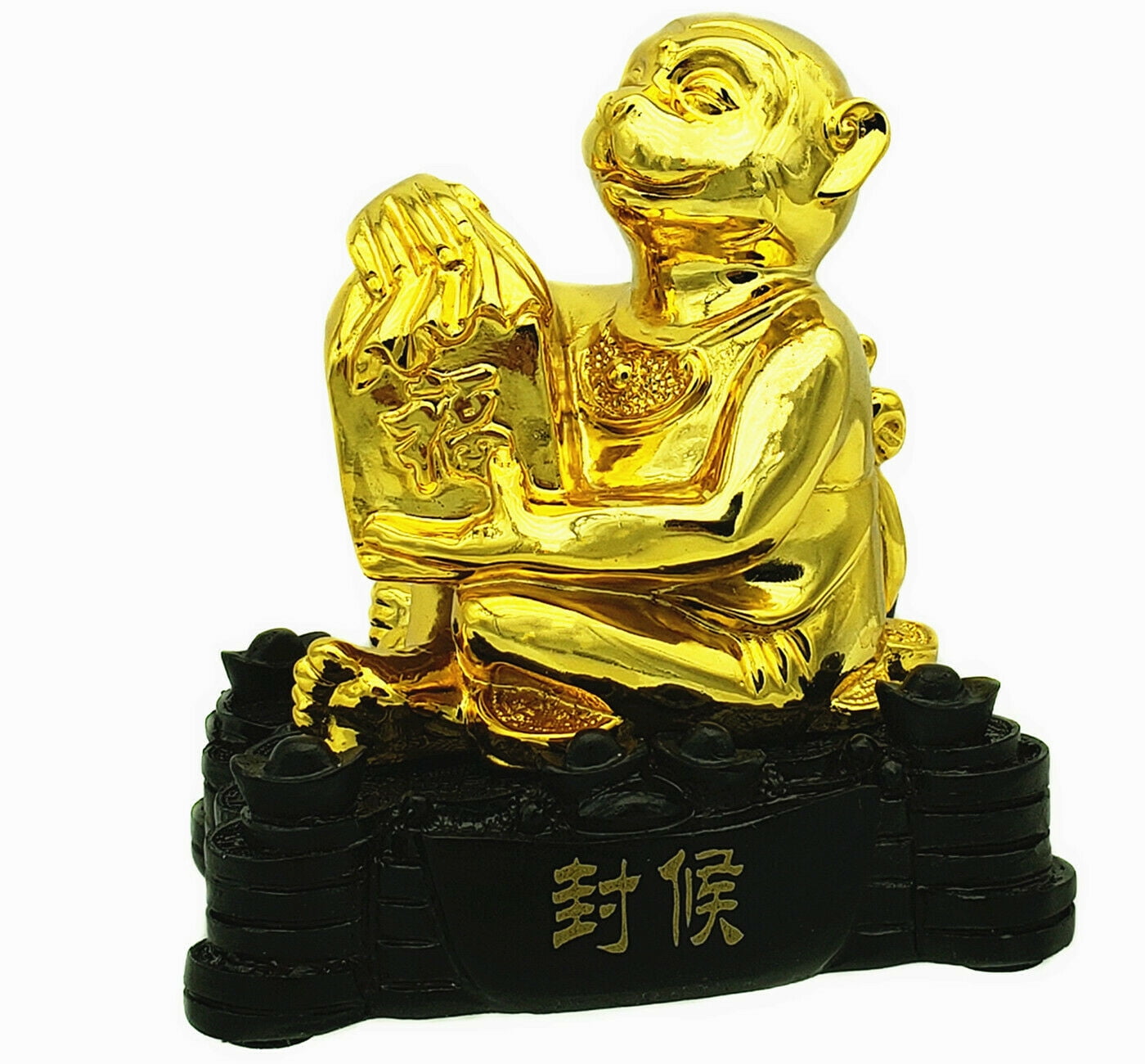 Feng Shui Golden Chinese Zodiac Monkey Statue Figurine Home Office ...