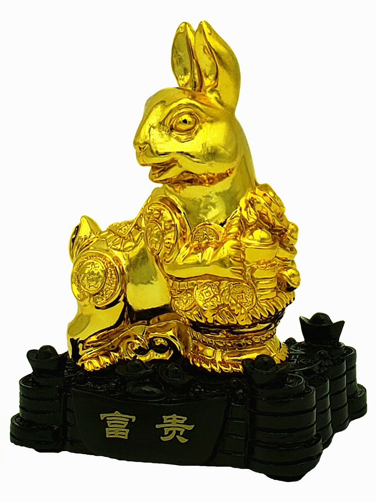 Feng Shui Golden Chinese Zodiac Rabbit Statue Figurine Home Office ...