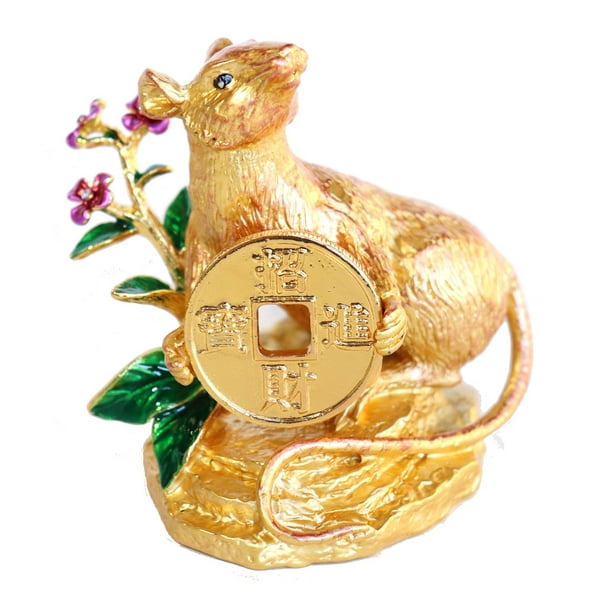 Feng Shui Golden Rat Holding Coin with Your Luck Has Arrived - Walmart ...