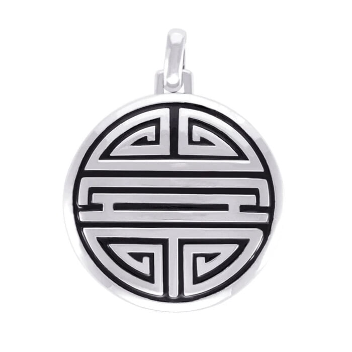 Feng Shui Longevity Symbol 925 Sterling Silver Pendant Spiritual Health ...