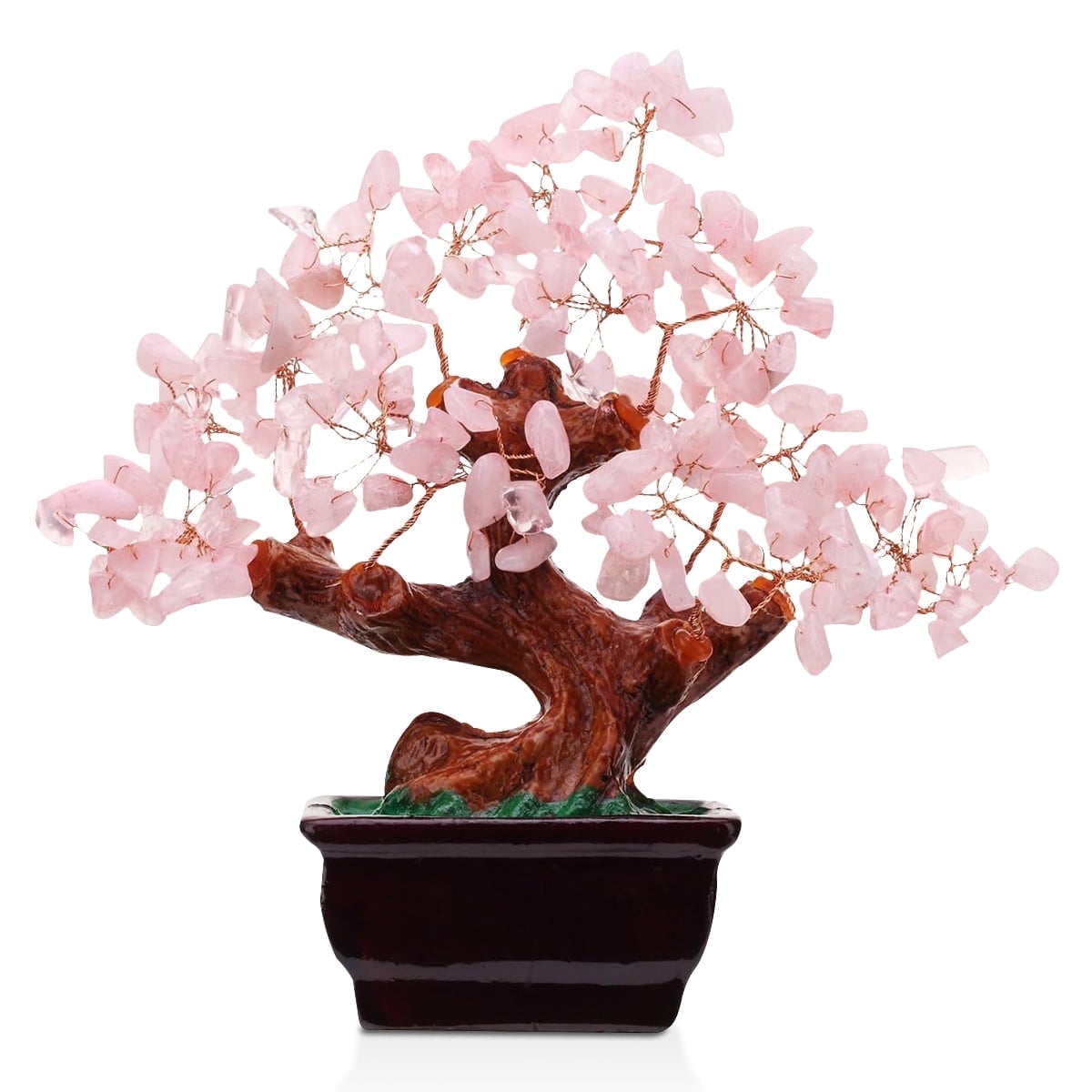 Feng Shui Natural Rose Pink Quartz Crystal Money Tree Bonsai Style ...