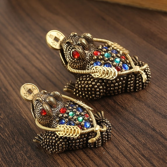 Feng Shui Toad Money LUCKY Fortune Wealth Chinese Golden Frog Toad Coin ...