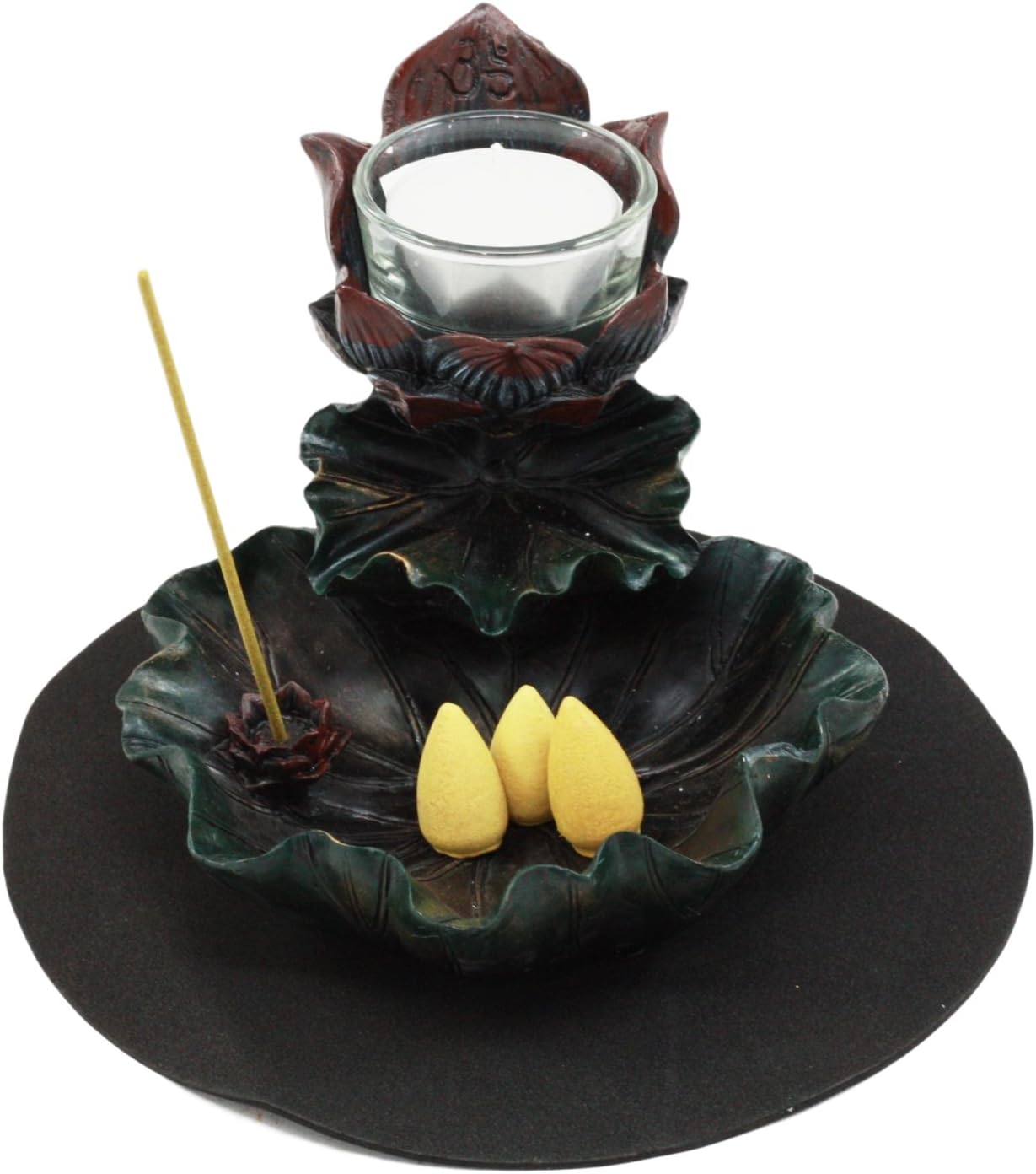 Feng Shui Zen Buddha Ohm Symbol Sacred Lotus Flower Cascading Tower ...