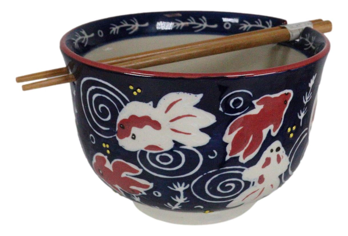 Feng Shui Zen Garden Pond Water Ripples Goldfish Ramen Soup Bowl With ...