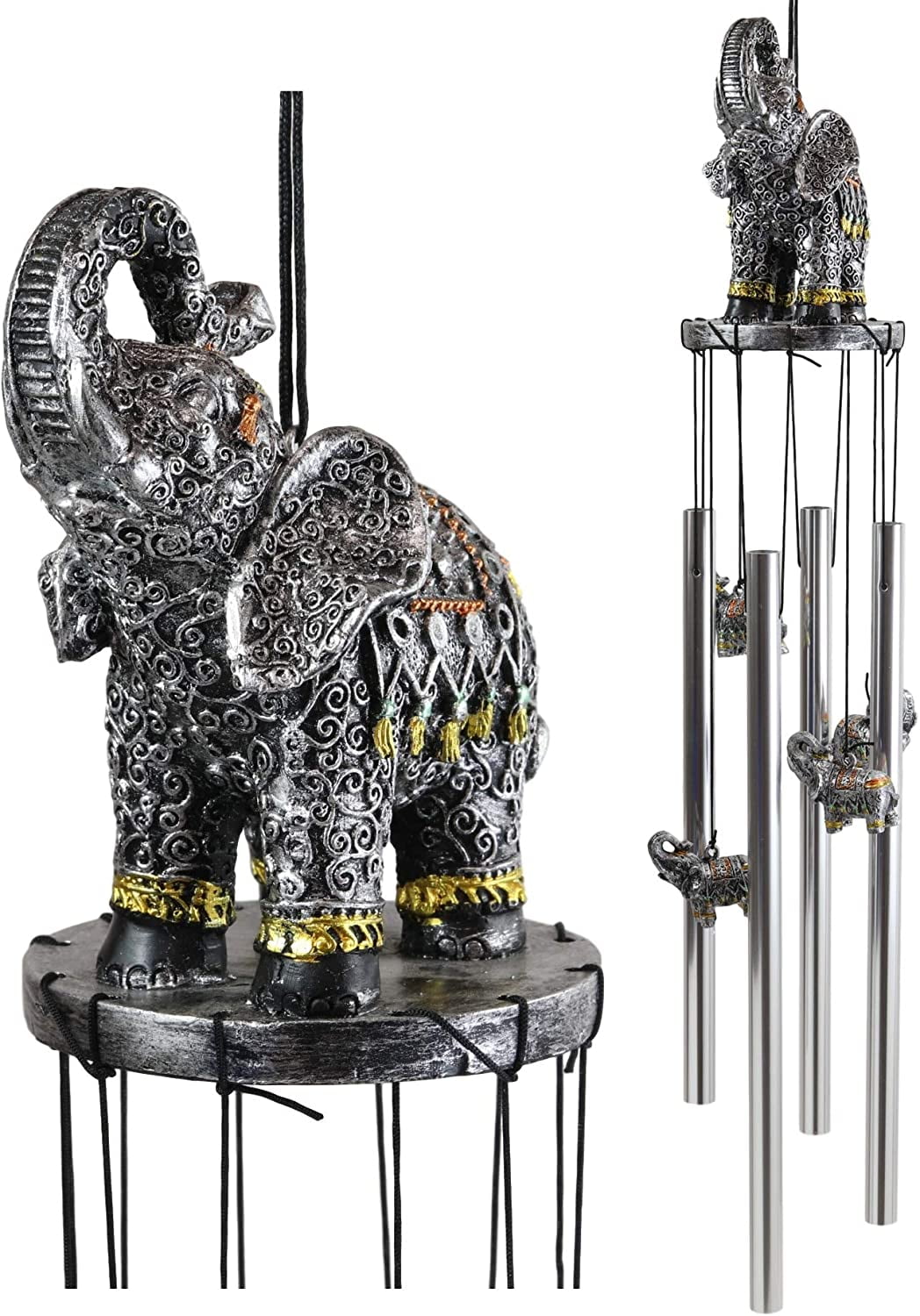 Feng Shui Zen Noble Thai Buddha Trunk Up Elephant with Filigree Design ...