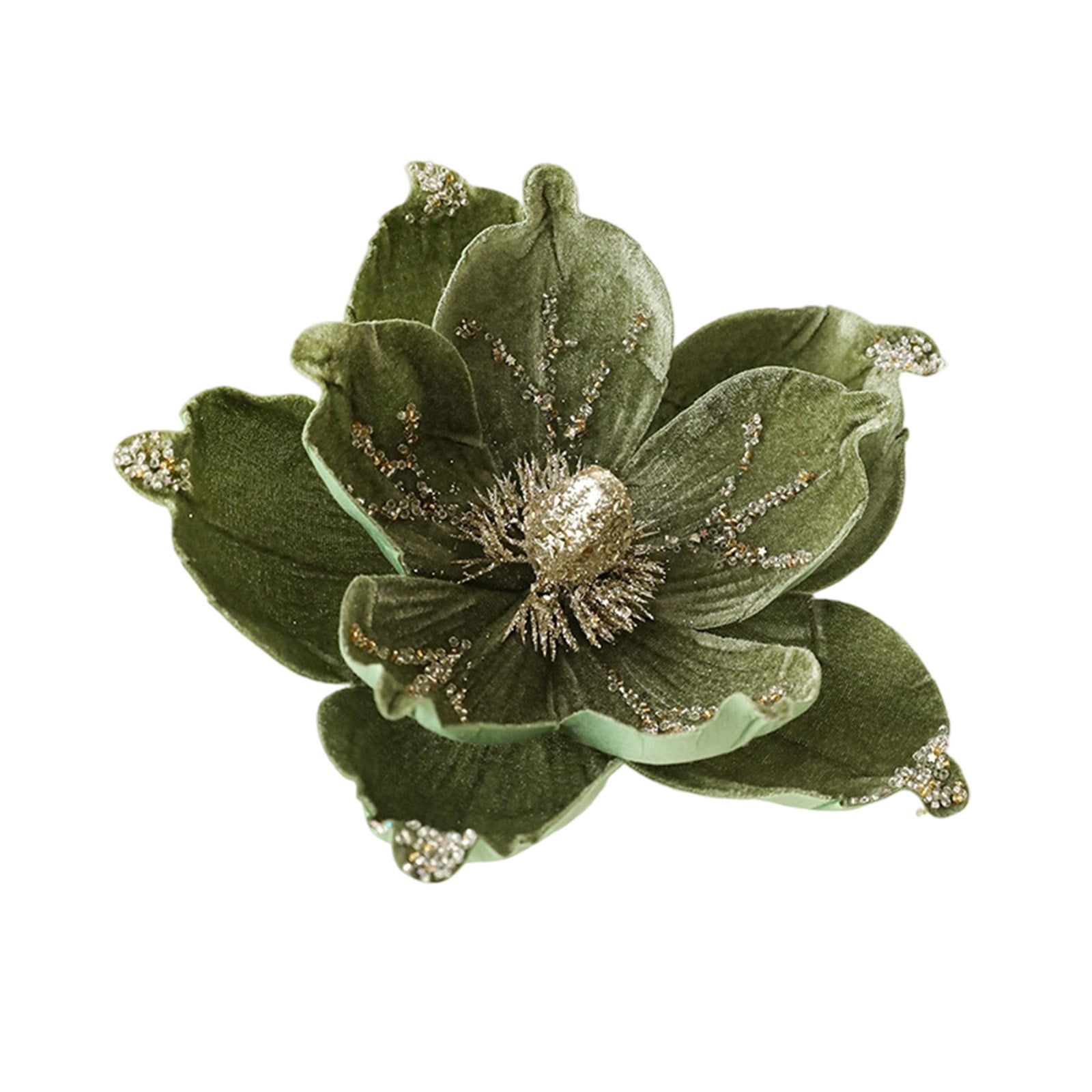 Green Green Flocked Christmas Magnolia Artificial Flower For Luxury ...