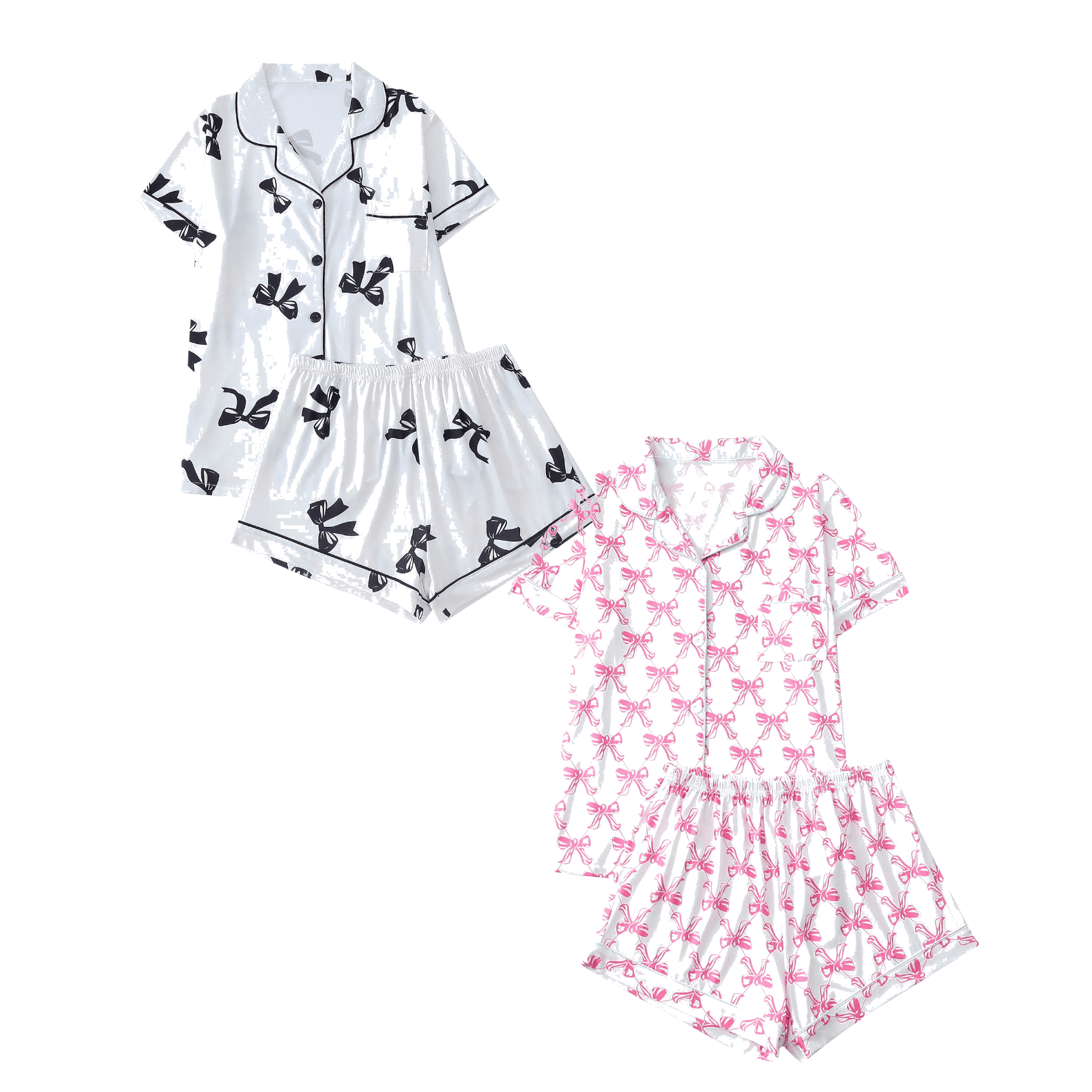 Fengactive 2PC Cute Printed Pajamas Sets for Women Button Up Short ...