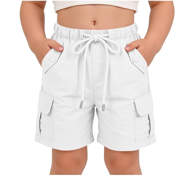 Fengactive Children Back to School Cargo Shorts Solid Elastic Waist ...