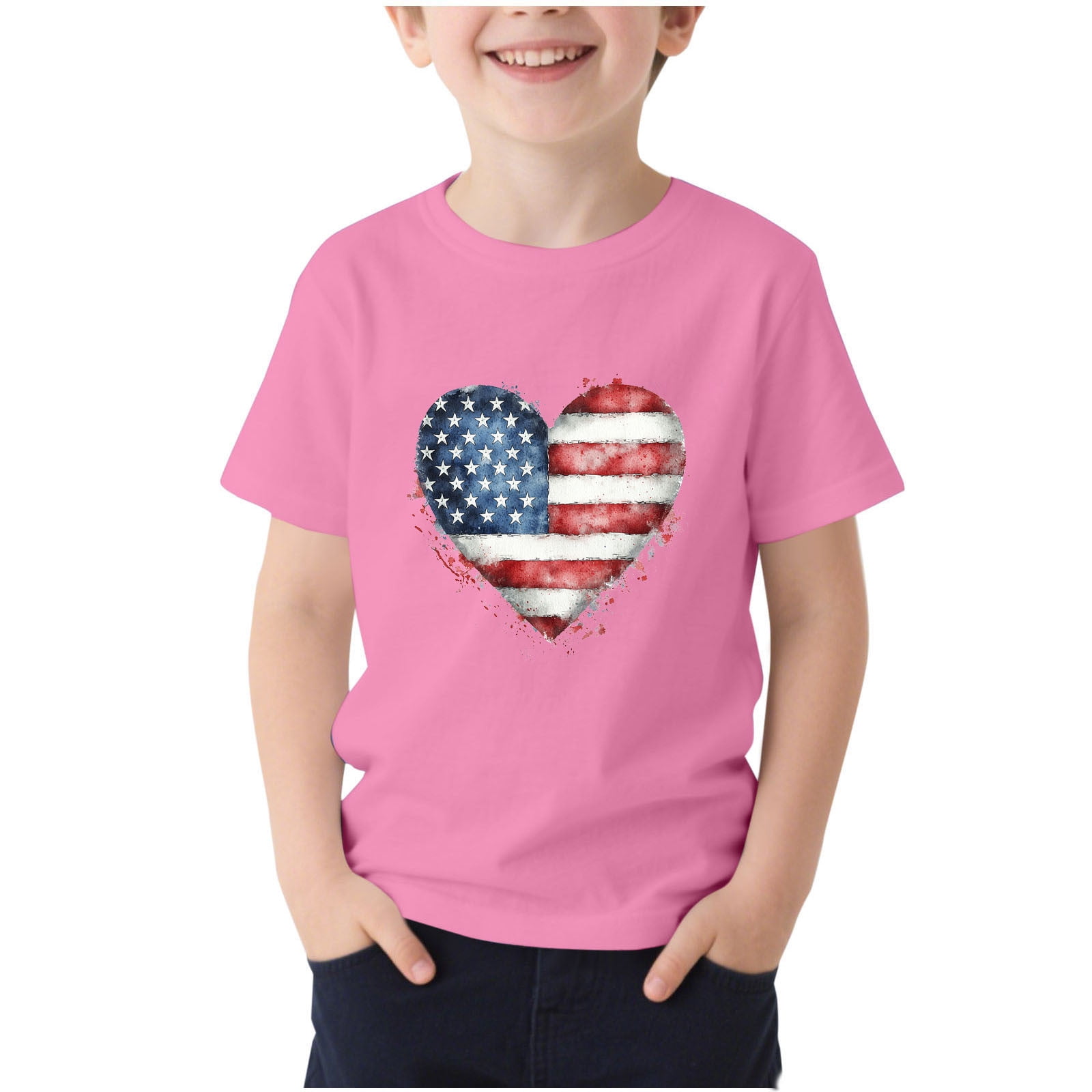 Fengactive Kids Unisex Casual Short Sleeve T Shirt 4th of July Flag ...