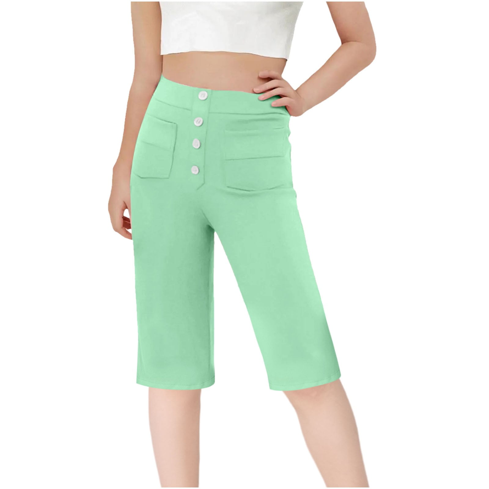 Fengactive Little Girls Straight Leg Yoga Capri Pants High Waisted ...