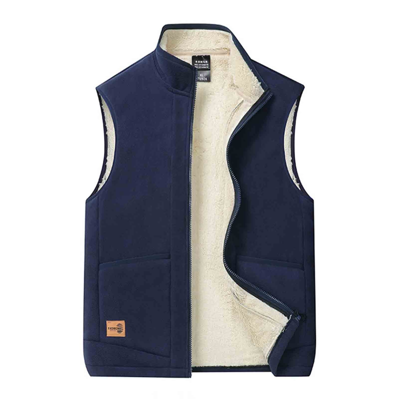 Fengactive Men's Plush Lined Warm Zip Up Vests Sweater Outwear ...