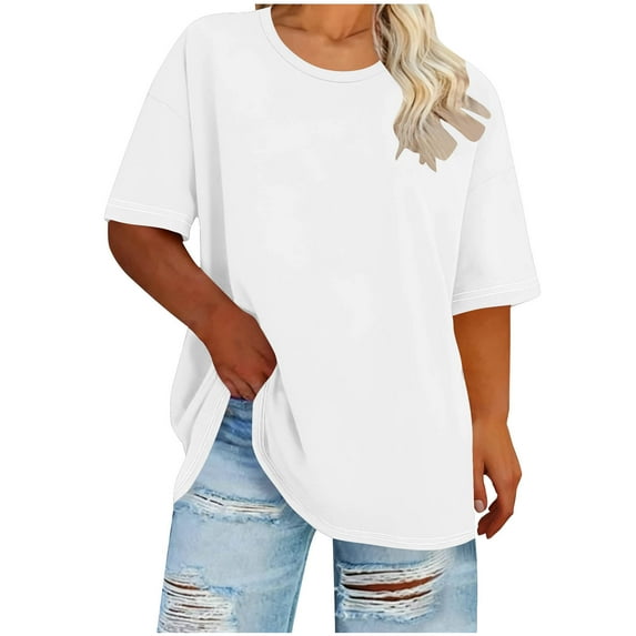Fengactive Plus Size Tshirts for Women Crewneck Summer Short Sleeve ...