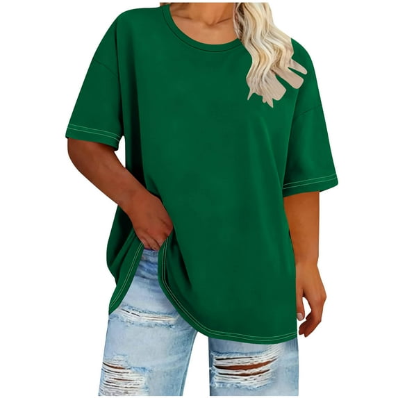 Fengactive Plus Size Tshirts for Women Crewneck Summer Short Sleeve ...