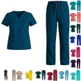 Fengactive Scrubs For Women Set V-Neck Top & Pants Medical Scrubs Nurse ...