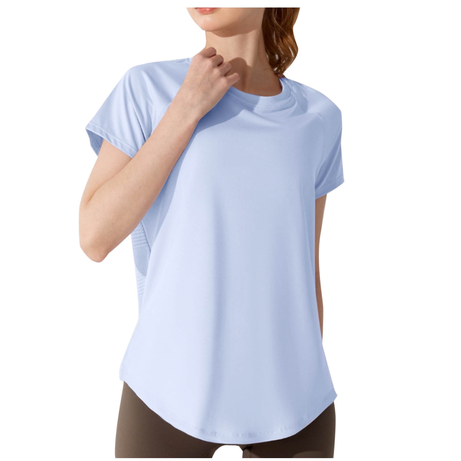 Fengactive Short Sleeve Workout Tops for Women Loose Summer Crewneck ...