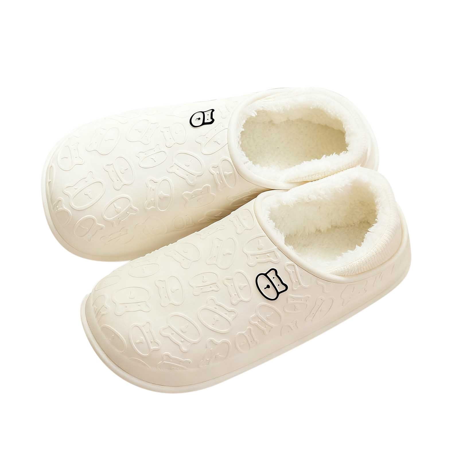 Fengactive Waterproof Slippers for Women Retro Soft Plush Thickened ...