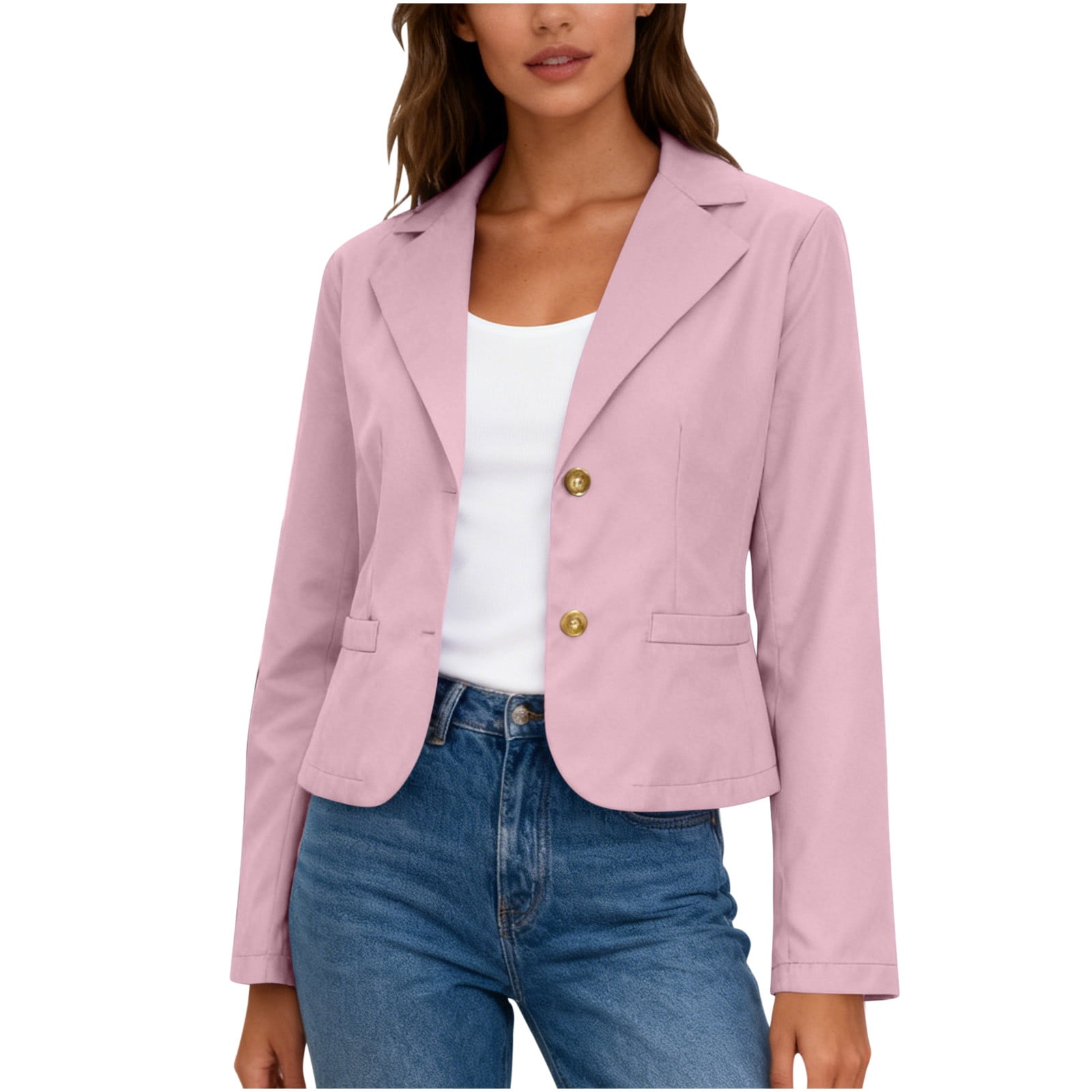 Fengactive Women's Cropped Open Front Cardigan Blazer Business Casual ...