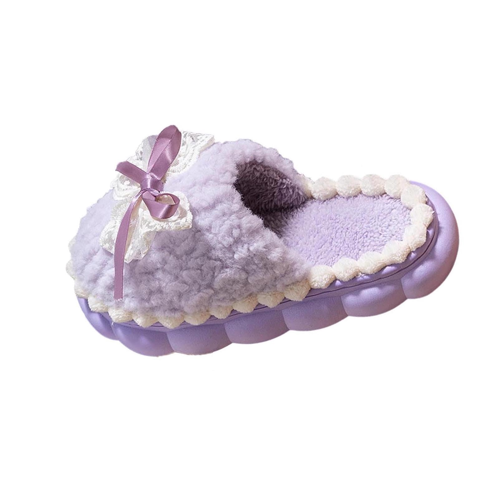 Fengactive Women's Cute Butterfly Fuzzy Slippers Winter Plush Closed ...